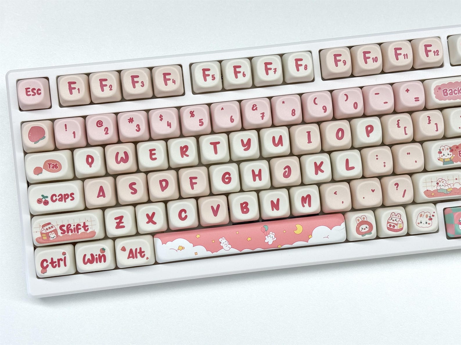 99 Keys Pink Rabbit Mechanical Keyboard, Blue/red Switch, 138keys Pink ...