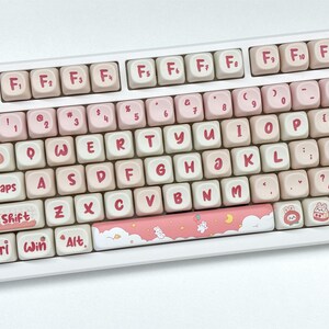 99 Keys Pink Rabbit Mechanical Keyboard, Blue/red Switch, 138keys Pink ...