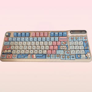 149 Keys Cute Bunny Keycap Set, Hand-drawn Blue Rabbit Keycaps, Cherry ...