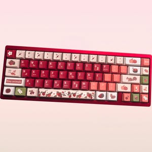 152 Keys Cute Strawberry Keycaps Set, Red Keycaps, Cherry Profile PBT ...