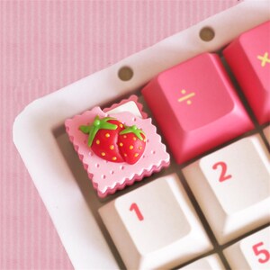Cute Strawberry Cookies Keycap, Funny Cookies Keycap, ESC Keycap ...