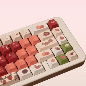 152 Keys Cute Strawberry Keycaps Set, Red Keycaps, Cherry Profile PBT ...
