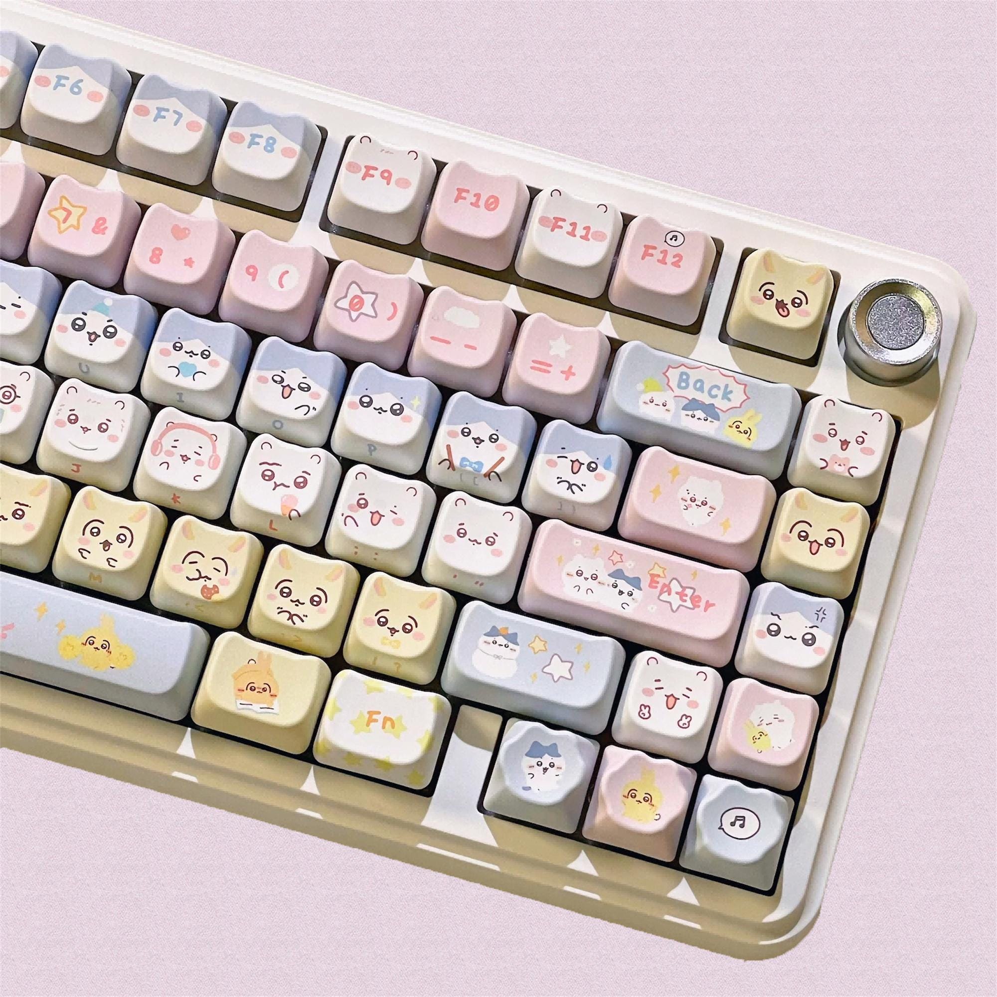 133keys Kawaii Cartoon Emoji Keycap Set, Pink Emoji Keycaps, MAO ...