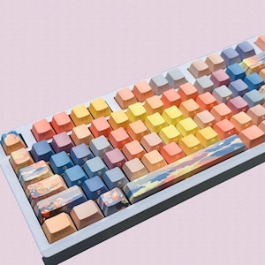131 Keys Sunset Glow Keycap Set, Floral Keycap Set, Cherry Profile ...