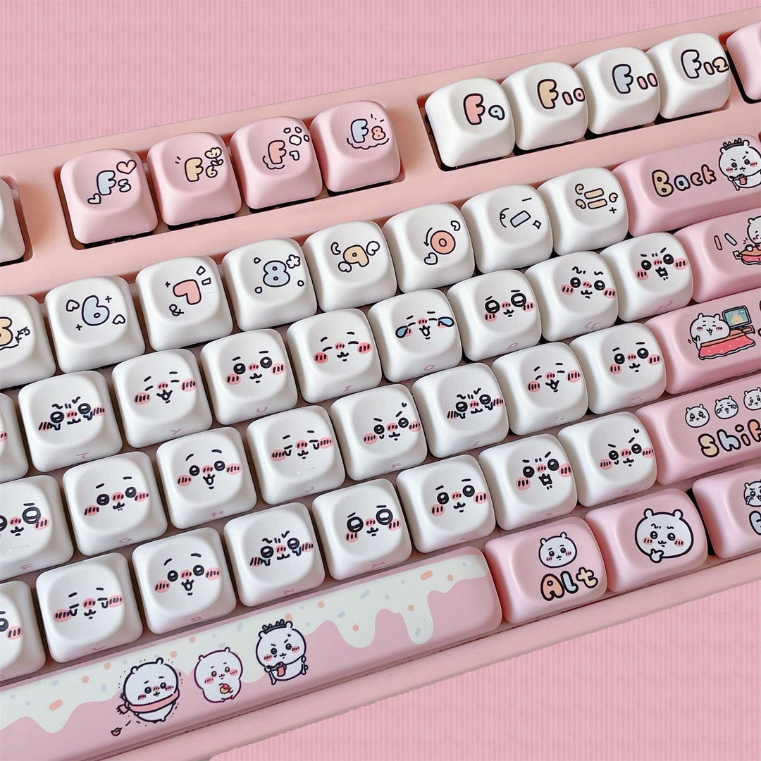 131keys Funny Cartoon Emoji Keycap Set, Pink Emoji Keycaps, MOA Profile ...