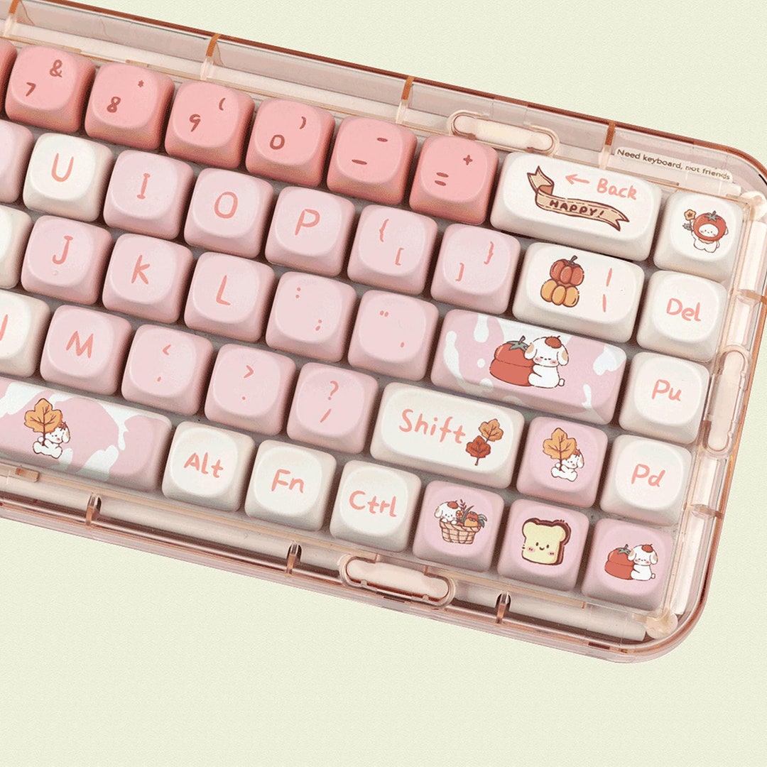 140keys Cute Puppy Keycap Set, Pink Keycaps, MOA Profile Keycaps, PBT ...
