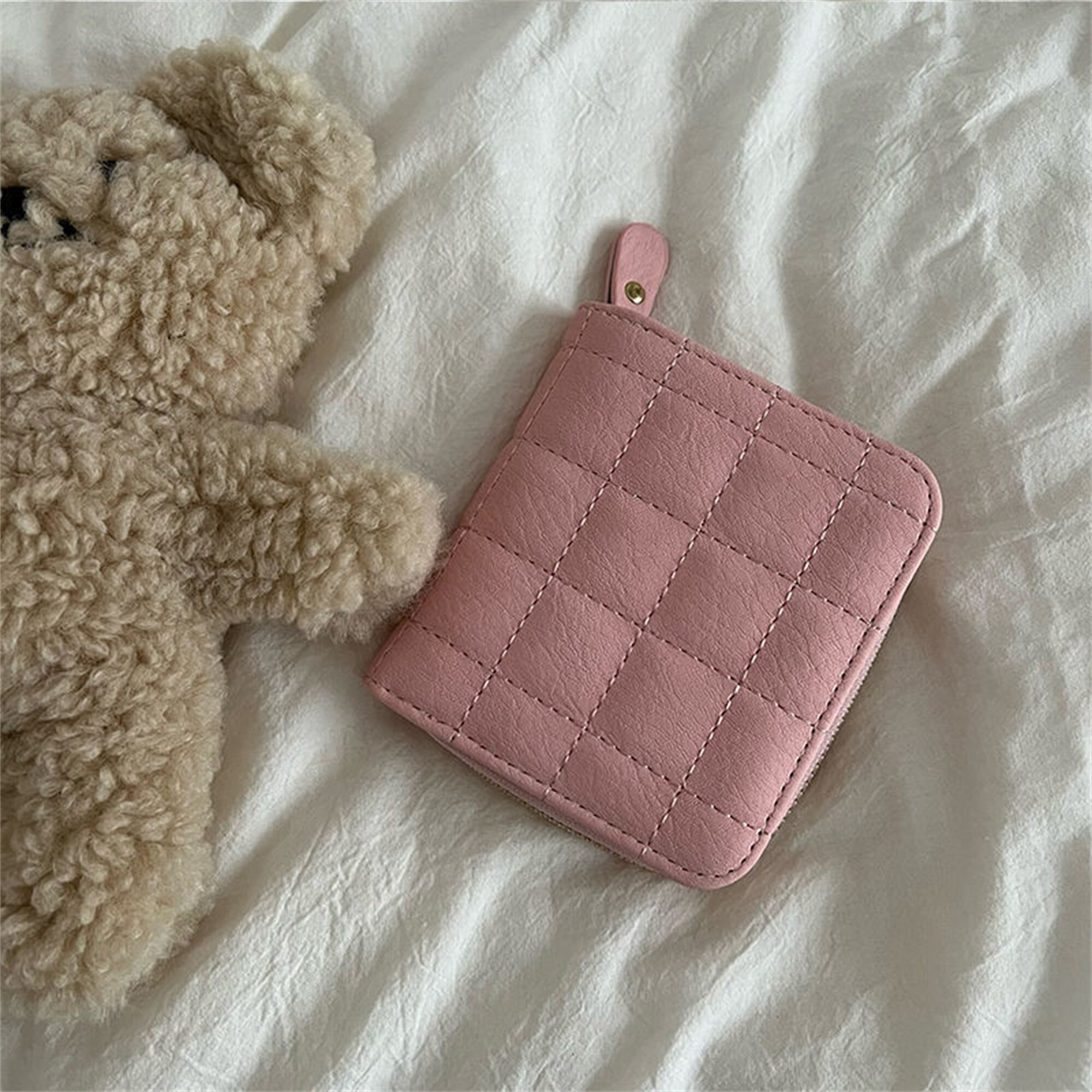 Cute Tofu Block Wallet, Women's Simple Two-fold Wallet, Coin Zipper ...