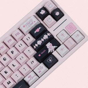 137keys Y2K Black Pink Keycap Set, Gothic Keycaps, Cherry /MOA Profile ...