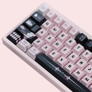 137keys Y2K Black Pink Keycap Set, Gothic Keycaps, Cherry /MOA Profile ...