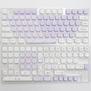 140keys Kawaii Star Rabbit Keycap Set, Purple Keycaps, MAO Profile ...