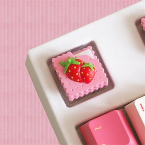 Cute Strawberry Cookies Keycap, Funny Cookies Keycap, ESC Keycap ...
