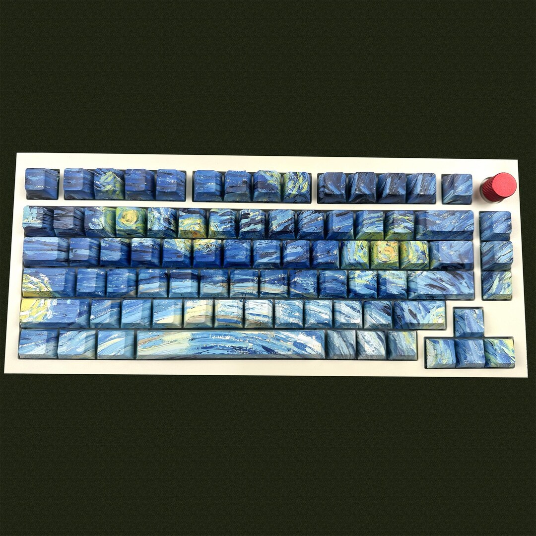 130keys Gogh Starry Night Theme Keycap Set, Oil Painting Keycaps ...