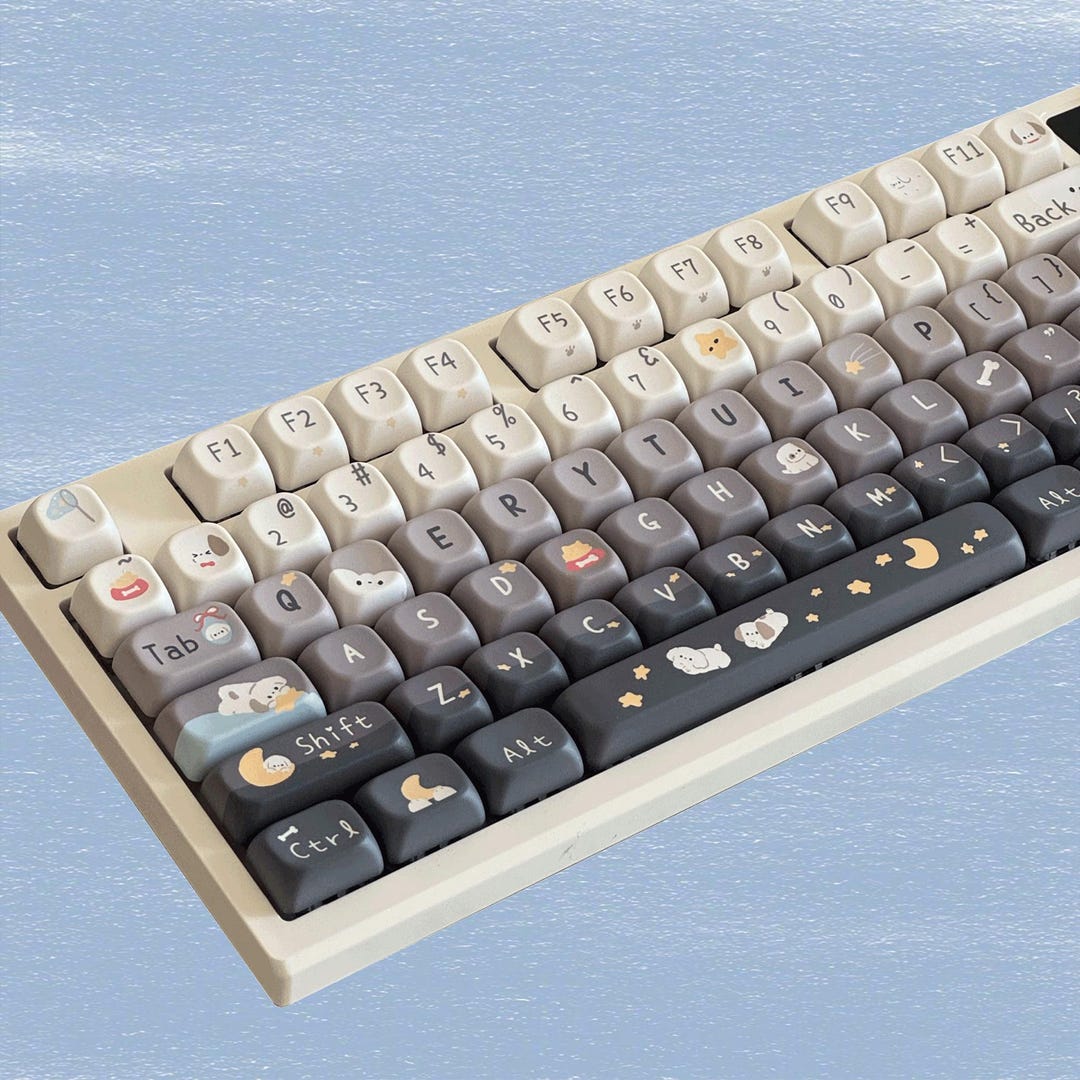 142keys Cute Galaxy Puppy Keycap Set, Gradient Black Keycaps, EOA ...