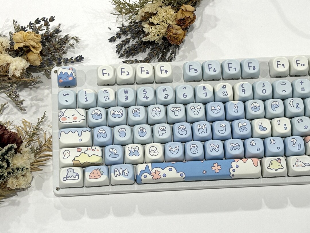 129keys Summer Ice Cream Keycap Set, Cute Blue Keycap Set, MOA Profile ...