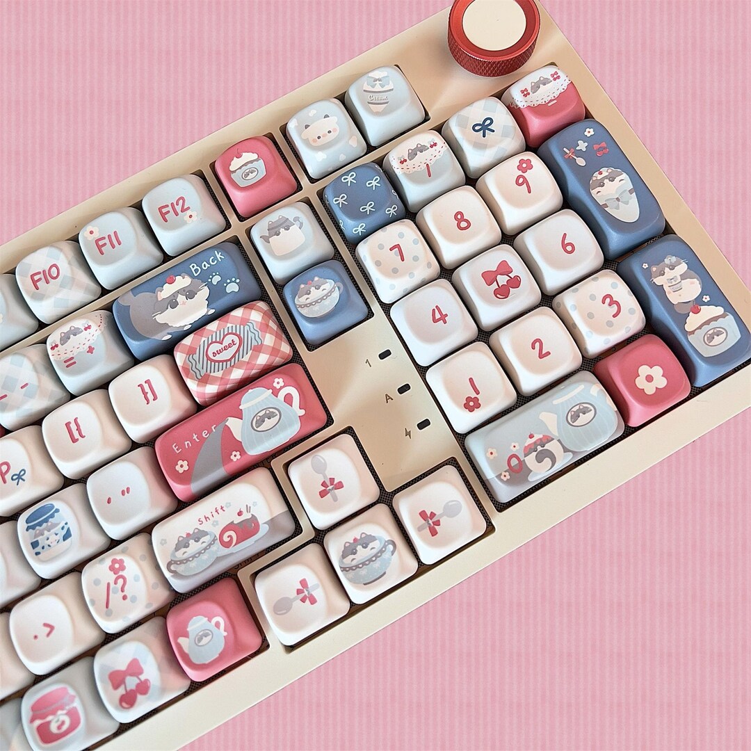 139keys Cute Cherry Cat Keycap Set, Xoa/cherry Profile Keycaps, PBT ...