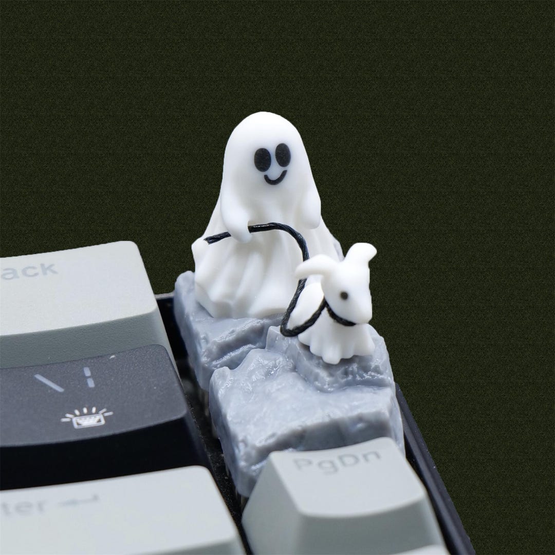 2 Keys Cute Ghost Puppy Keycap, 3D Printing Ghost Keycap, Artisan ...