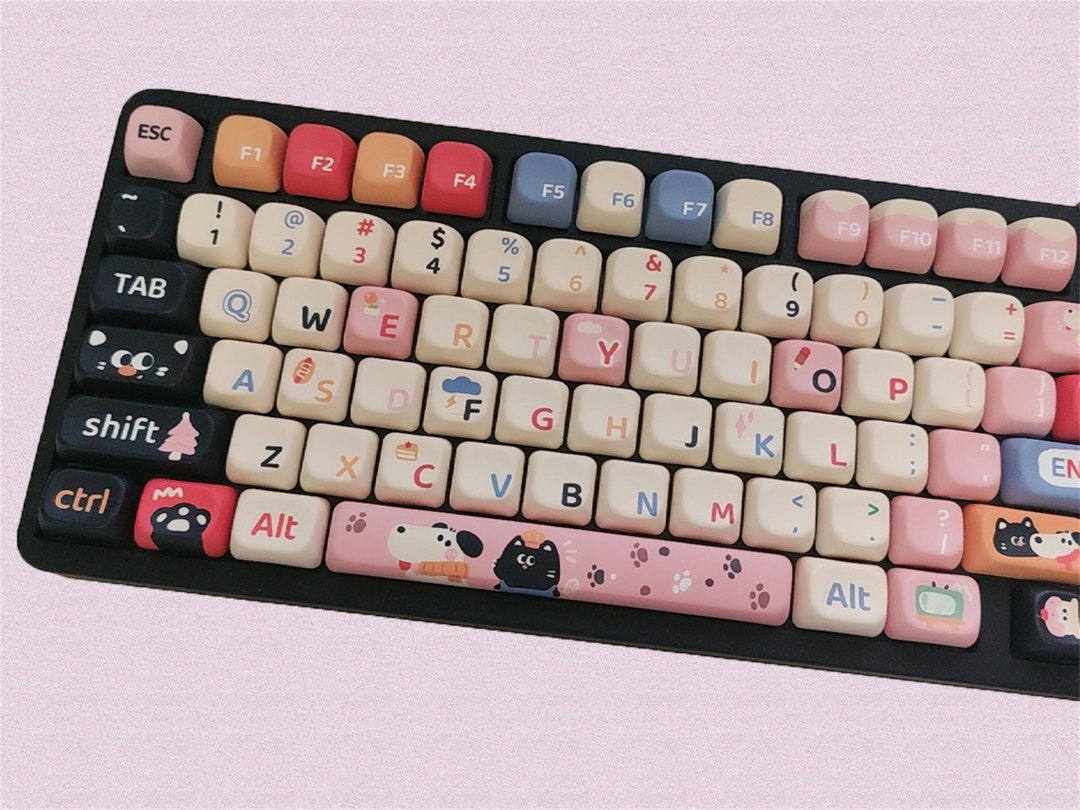 141 Keys Cute Cat & Dog Keycap Set, Puppy Keycaps, Xoa/foa/mda Profile ...