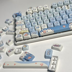 129keys Summer Ice Cream Keycap Set, Cute Blue Keycap Set, MOA Profile ...