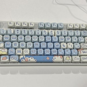 129keys Summer Ice Cream Keycap Set, Cute Blue Keycap Set, MOA Profile ...