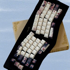 141 Keys Gothic Rose Keycap Set, Dark Rose Butterfly Keycaps, Cherry ...