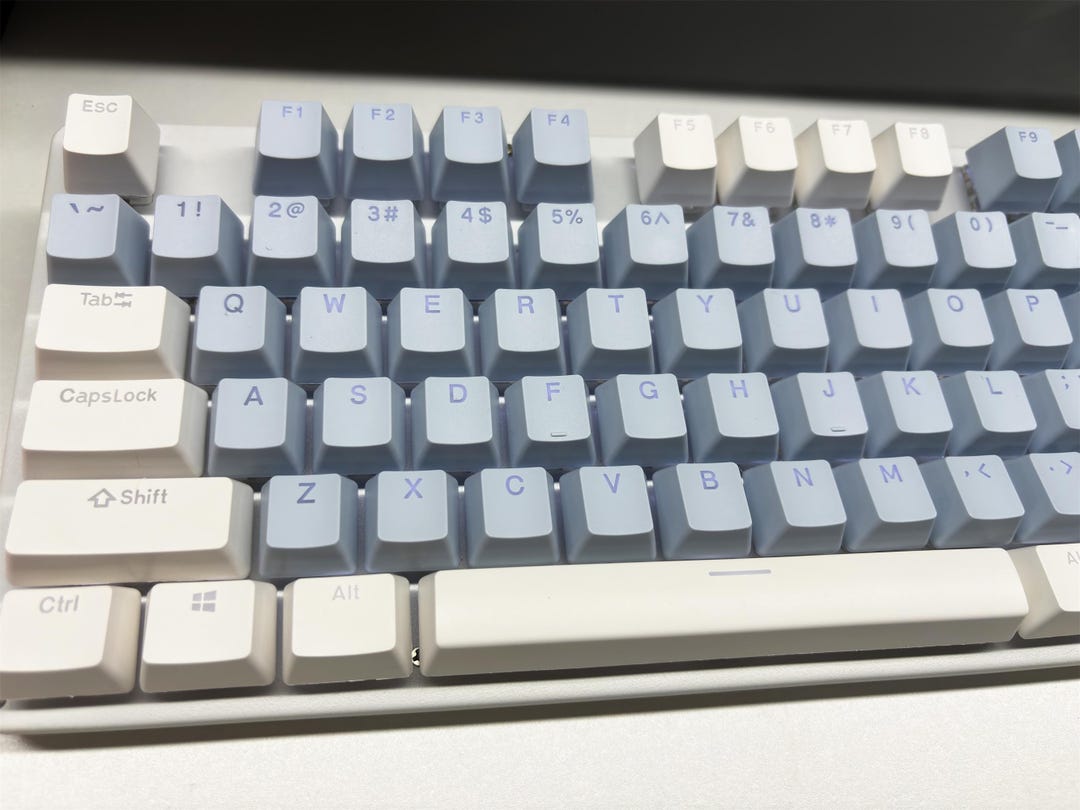Blue White Keyboard, Blue Switch Keyboard, Cherry Profile Keyboard, PBT ...