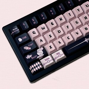 137keys Y2K Black Pink Keycap Set, Gothic Keycaps, Cherry /MOA Profile ...