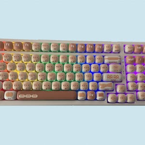 138keys Funny Round Cookies Keycap Set, Emoji Keycaps, MOG Profile ...