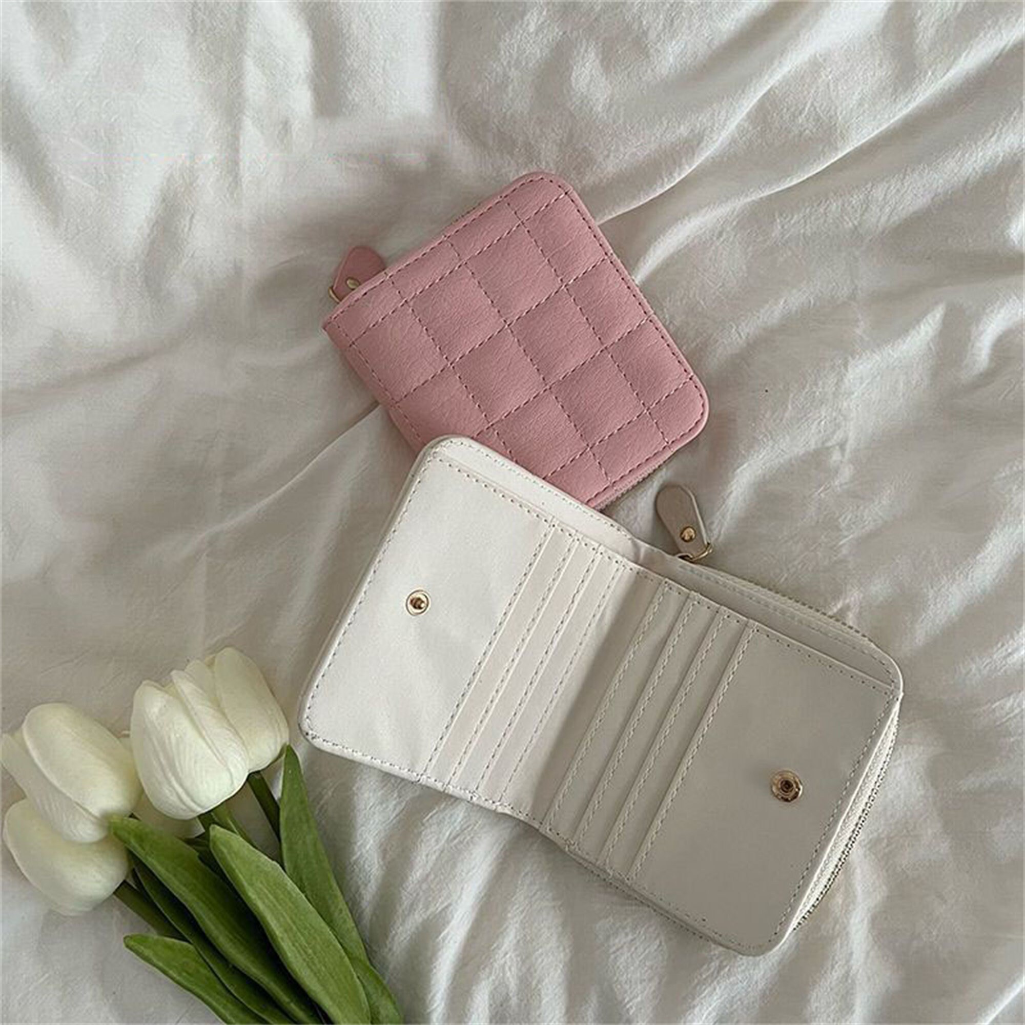Cute Tofu Block Wallet, Women's Simple Two-fold Wallet, Coin Zipper ...