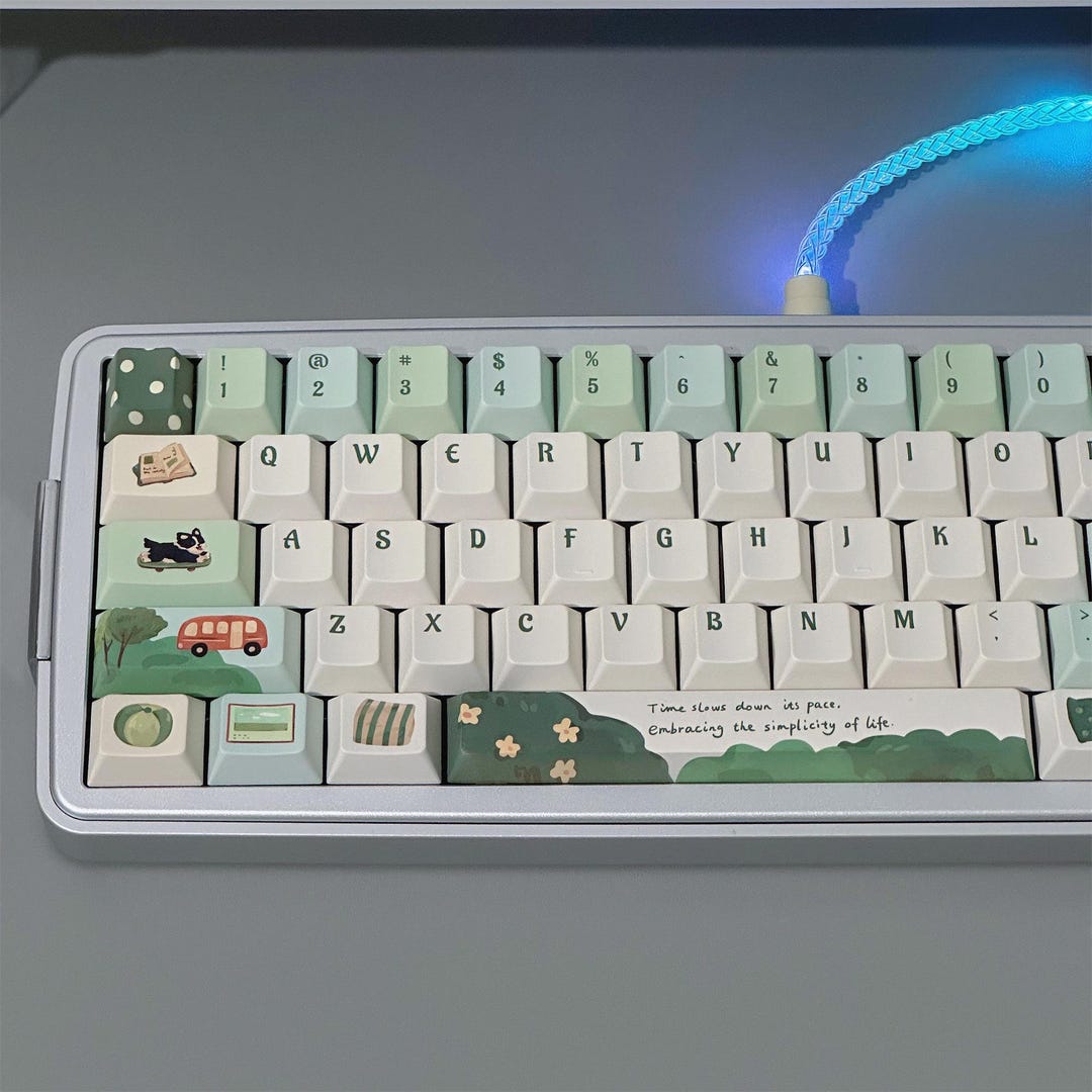 134 Keys Fresh Green Grassland Keycap Set, Plants Keycaps, Cherry ...