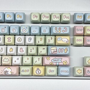 148keys Cute Hand-drawn Travel Keycap Set, Cartoon Keycaps, MOC Profile ...