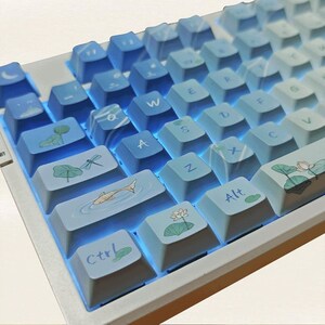 128 Keys Picking Lotus Theme Keycap Set, Green Keycaps, Cherry/xda/moa ...