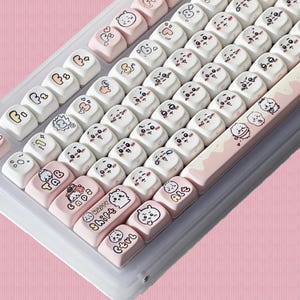 131keys Funny Cartoon Emoji Keycap Set, Pink Emoji Keycaps, MOA Profile ...