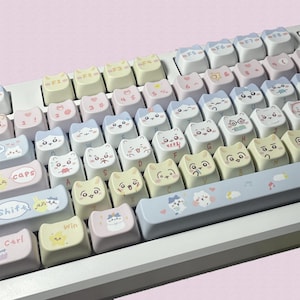 133keys Kawaii Cartoon Emoji Keycap Set, Pink Emoji Keycaps, MAO ...