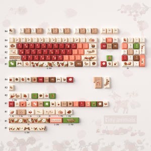 152 Keys Cute Strawberry Keycaps Set, Red Keycaps, Cherry Profile PBT ...