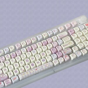 131keys Cute Cartoon Sheep Keycap Set, Purple Keycaps, XOA Profile ...