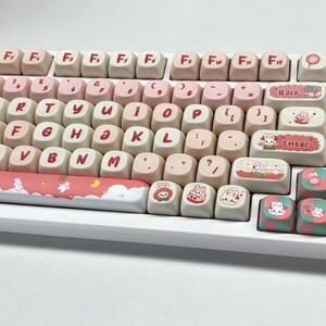 99 Keys Pink Rabbit Mechanical Keyboard, Blue/red Switch, 138keys Pink ...