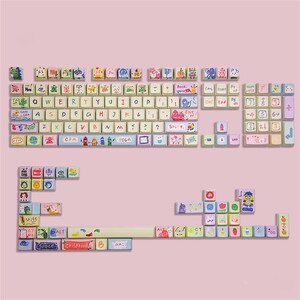 143 Keys Cute Cartoon Hand-drawn Keycap Set, Funny Graffiti Keycaps ...
