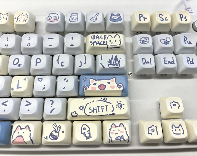Artisan Resin Kawaii White Peach Bunny Keycap, Cute ESC Key for ...
