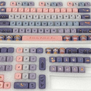 112/120 Keys Cute Magic Witch Keycap Set, Purple Keycaps, MOA PBT ...