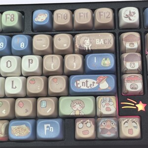 140keys Cute Cartoon Keycap Set, Xoa/foa/mda/cherry Profile Keycaps ...