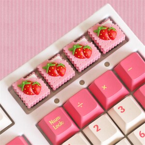 Cute Strawberry Cookies Keycap, Funny Cookies Keycap, ESC Keycap ...
