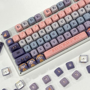 112/120 Keys Cute Magic Witch Keycap Set, Purple Keycaps, MOA PBT ...