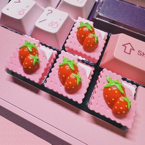 Cute Strawberry Cookies Keycap, Funny Cookies Keycap, ESC Keycap ...