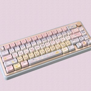 133keys Kawaii Cartoon Emoji Keycap Set, Pink Emoji Keycaps, MAO ...