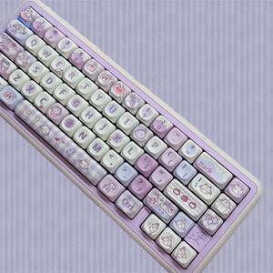 131keys Cute Cartoon Sheep Keycap Set, Purple Keycaps, XOA Profile ...