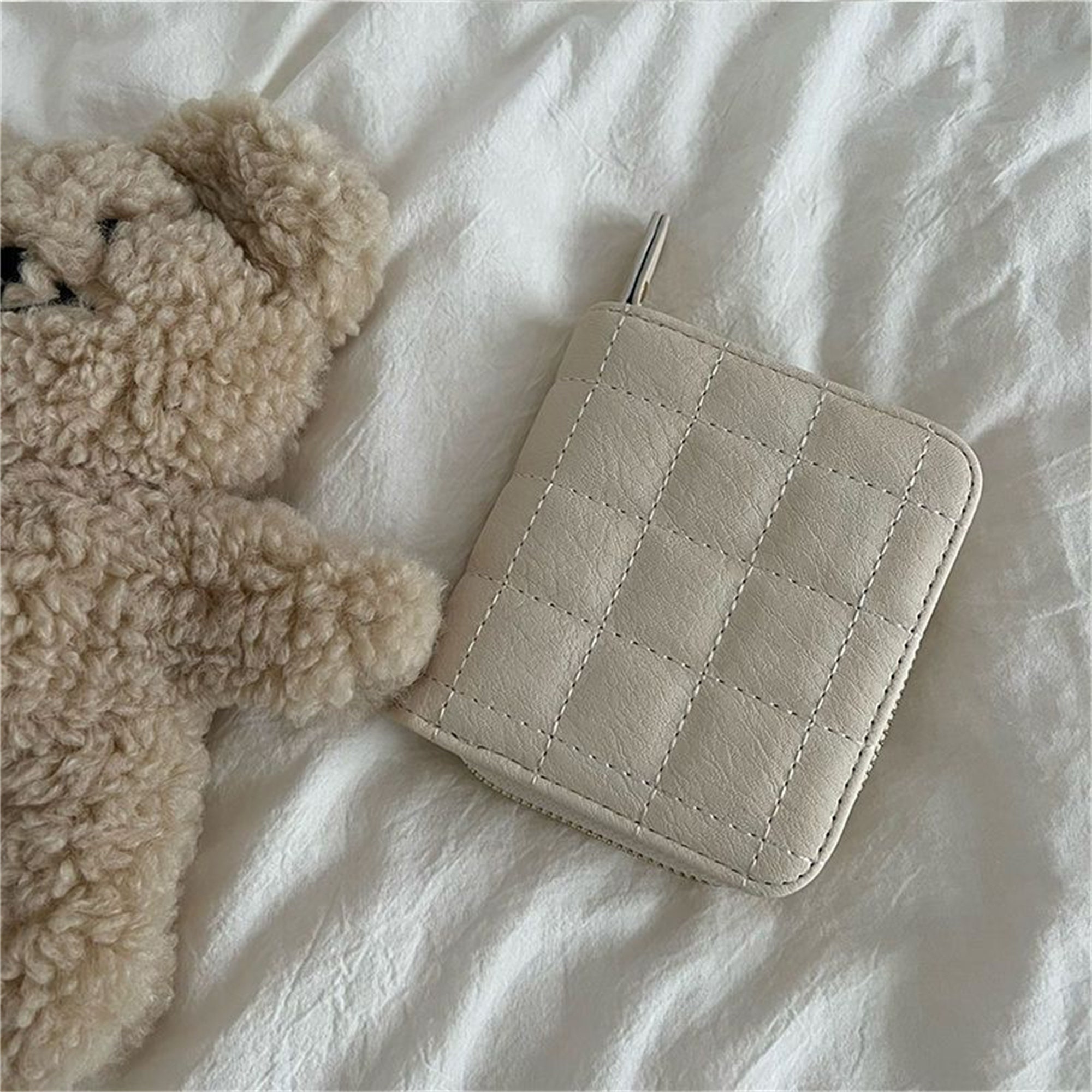 Cute Tofu Block Wallet, Women's Simple Two-fold Wallet, Coin Zipper ...