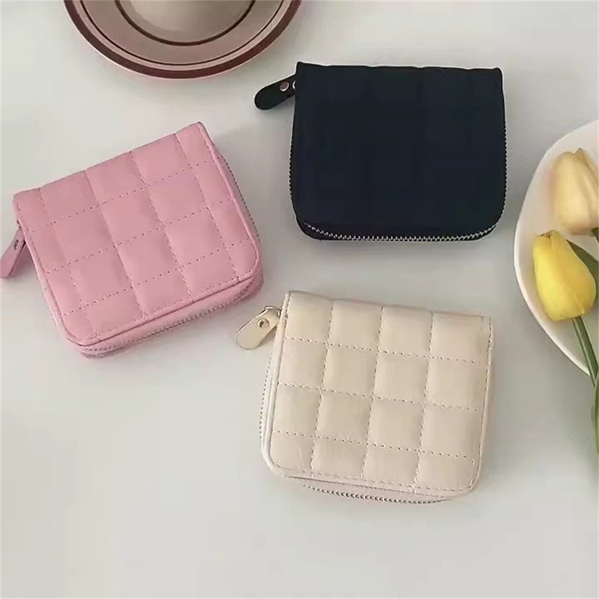 Cute Tofu Block Wallet, Women's Simple Two-fold Wallet, Coin Zipper ...