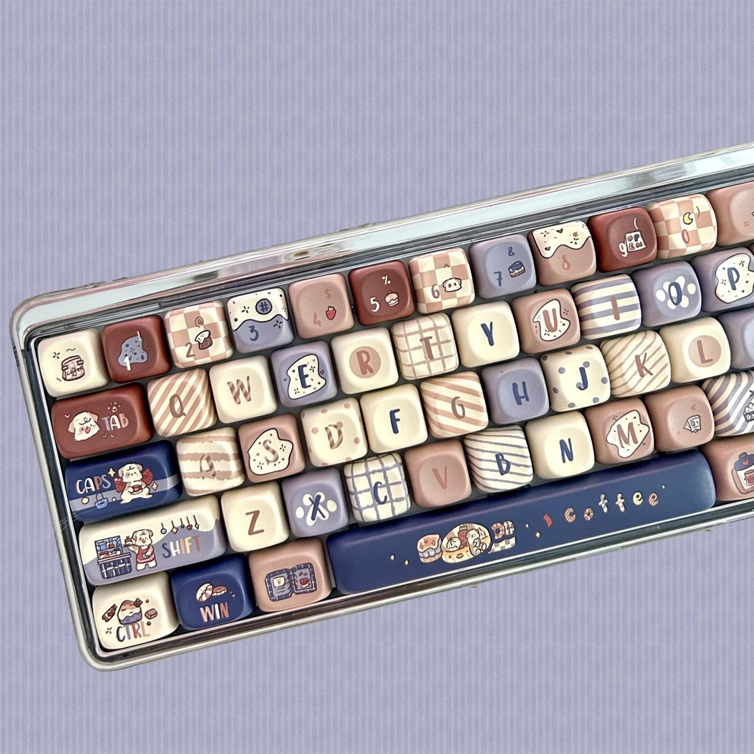 131 Keys Coffee Puppy Theme Keycap Set, Cute Cartoon Keycaps, Xoa ...