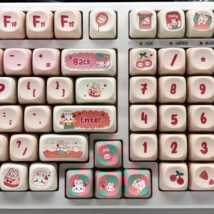 99 Keys Pink Rabbit Mechanical Keyboard, Blue/red Switch, 138keys Pink ...