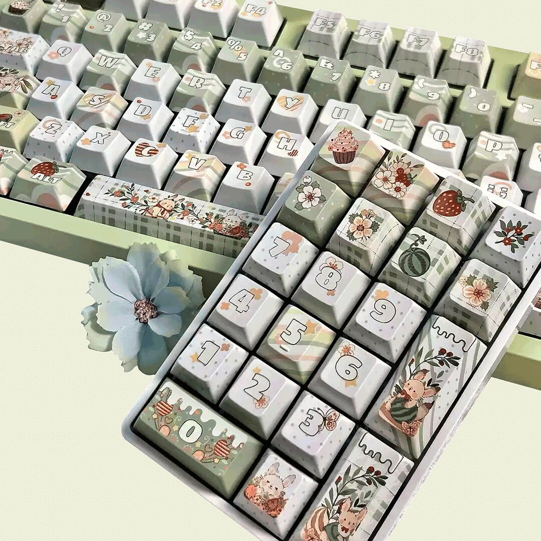 140keys Fresh Spring Floral Keycap Set, Floral Garden Keycaps, Kca ...